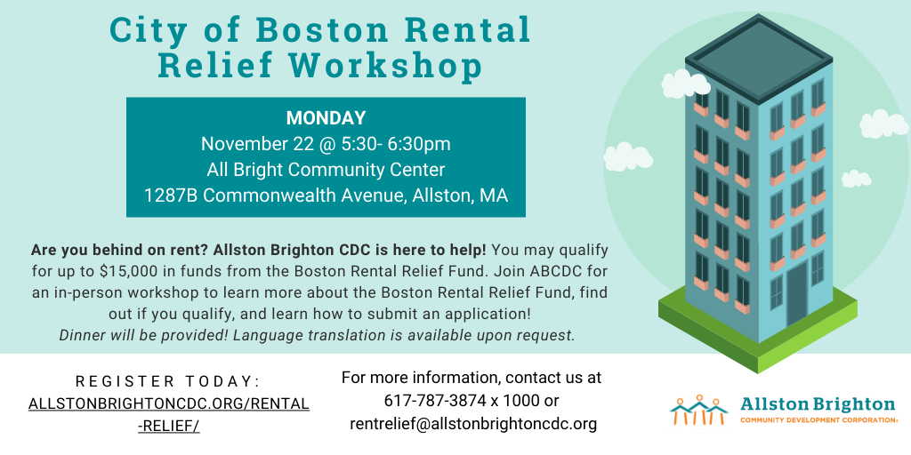 In-Person City Of Boston Rental Relief Workshop - Allston Brighton ...
